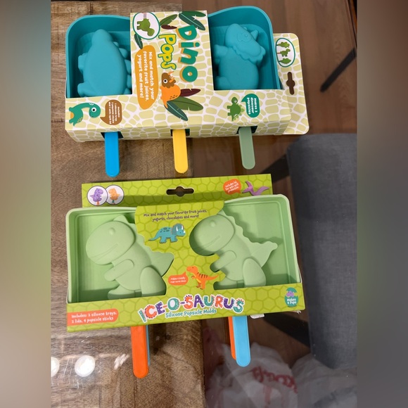 Kitchen | 2 Silicone Dinosaurs Popsicle Molds Green And Blue | Poshmark